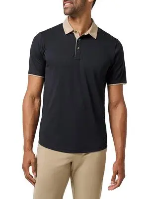 Travis Mathew All Day Social Club Contrast Collar Cotton Blend Polo Shirt - Black