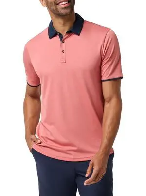 Travis Mathew All Day Social Club Contrast Collar Cotton Blend Polo Shirt - Brick Dust