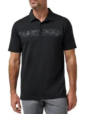 Travis Mathew Flight Chest Stripe Jersey Polo - Black