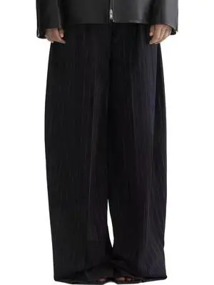 MUGLER Pinstriped Wide-leg Trousers - Black