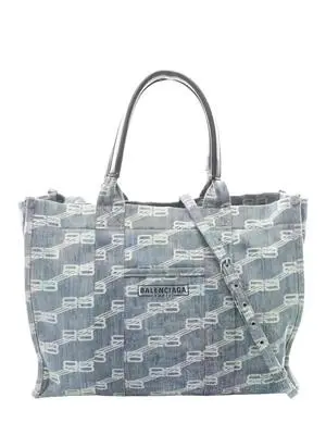 Balenciaga 2000s Logo-pattern Tote Bag - Blue