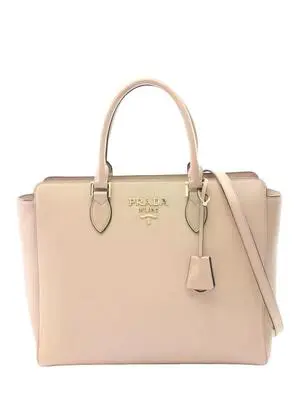 Prada 2010s Logo-detail Two-way Tote - Neutrals