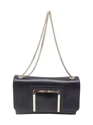 JIMMY CHOO Alba Leather Shoulder Bag - Black
