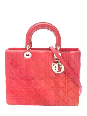 DIOR Christian Dior 2010s Lady Dior Canage-Pattern Tote Bag