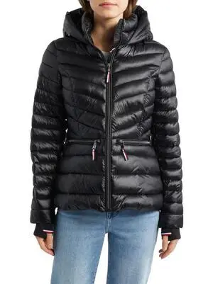 Tommy Hilfiger Packable Chevron Puffer Jacket - Black