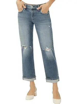 SILVER JEANS CO. Chelsea Ripped Boyfriend Ankle Jeans - Malabar