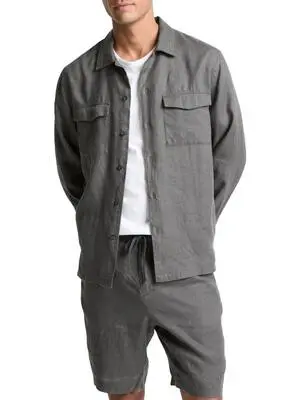 Vince Linen Garage Button-up Shirt - Slate