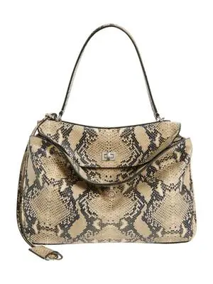 Balenciaga Medium Rodeo Python Print Leather Top Handle Bag - Natural
