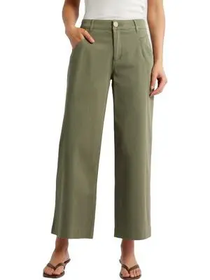 Wit & Wisdom Skyrise Crop Wide Leg Twill Pants - Lily Pad