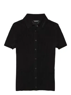 Balenciaga Ribbed Knit Short Sleeve Shirt - Black