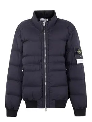 Stone Island Seamless Tunnel Nylon Down Tc Garment Dyed Bomber - Black