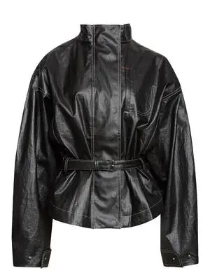 Jacquemus Le Blouson Ciro Belted Coated Linen Jacket - Black