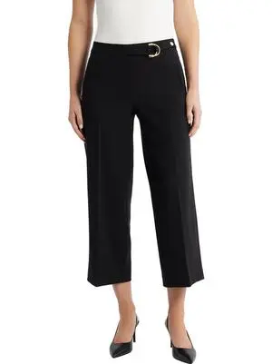Anne Klein Pull-on Cropped Wide Leg Pants - Anne Black