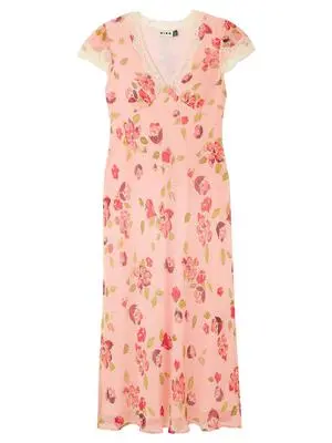 Rixo Clarice Floral-print Georgette Midi Dress - Pink