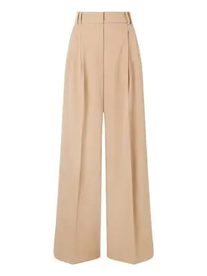 Another Tomorrow Pleated Wool-blend Wide-leg Trousers - Neutrals