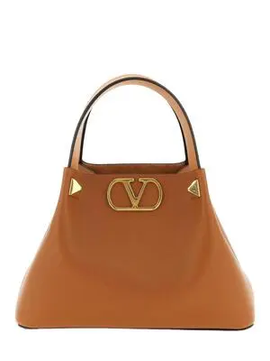 Valentino Garavani Vlogo Signature Small Leather Tote Bag - Brown