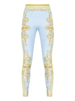 Versace Barocco Print Leggings - Sky Blue