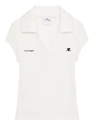 COURREGES Logo Cropped Polo Shirt - White