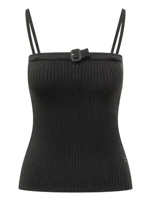 COURREGES Ribbed Tank Top - Black