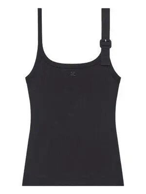 COURREGES Cotton Tank Top - Black