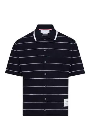 Thom Browne Textured Stripe Waffle Short-sleeve Tee - Blue