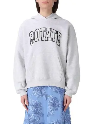 ROTATE BY BIRGER CHRISTENSEN Logo Embroidered Fleece Back Hoodie - Grey