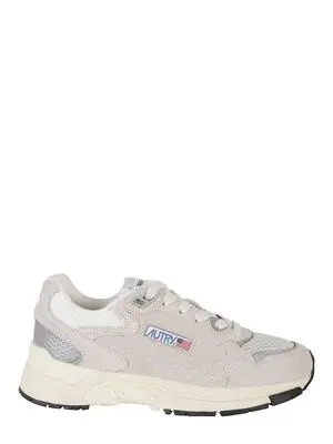 AUTRY Autry Hyperway Two-Tone Leather And Mesh Sneakers With Cut-Out Logo Ecru