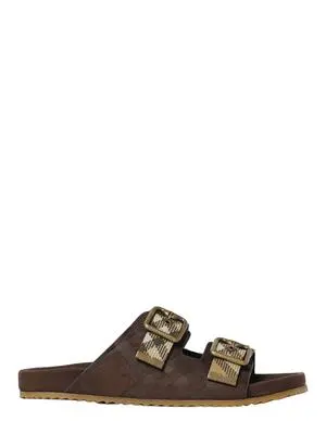 Burberry Checked Buckled Heeled Sandals - Black