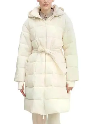 Armani Exchange Hooded Quilted Belted Coat - Neutrals
