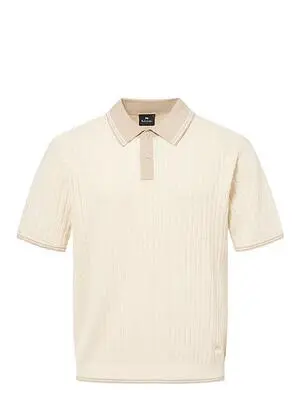Paul Smith Jacquard Knit Cotton Polo Shirt - White