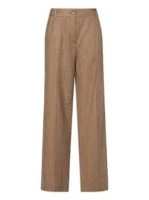 ME+EM Pleat-front Straight-leg Wool-blend Trousers - Mocha/blue