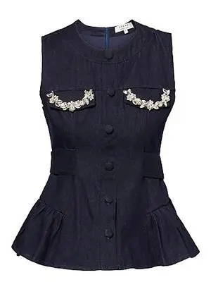 SISTER JANE Jewel-embellished Denim Top - Blue