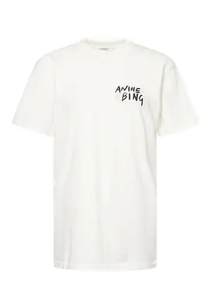 ANINE BING Walker Text-print Cotton T-shirt - Ivory