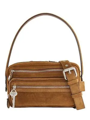 Acne Studios Camero Suede Shoulder Bag - Cognac Brown