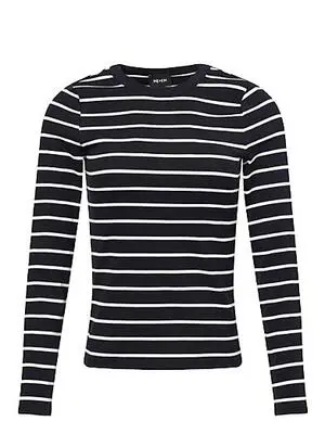 ME+EM Ultimate Rib Striped Top - Navy/soft White