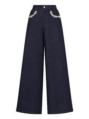 SISTER JANE Brightside Jewel-embellished Denim Jeans - Blue