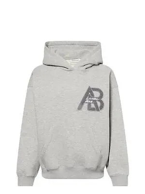 ANINE BING Jaci Letterman Cotton-jersey Hoody - Medium Heather Grey