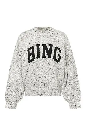 ANINE BING Logo-appliqued Knitted Jumper - Marled White