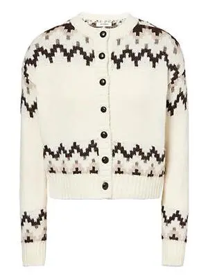 4TH & RECKLESS Fair Isle Knitted Cardigan - Cream
