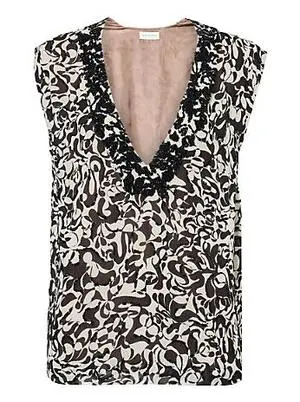 Dries Van Noten Embellished Sleeveless Woven Top - Black