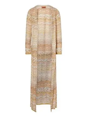 Missoni Sequinned Lamé Metallic-knit Maxi Cardigan - Light Gold