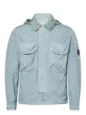 C.P. COMPANY Goggle Hooded Woven Jacket - Silver Blue
