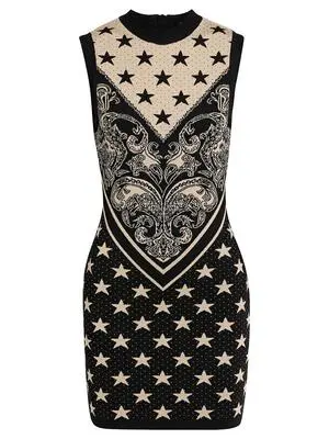 Balmain Jacquard-knit Mini Dress - Black