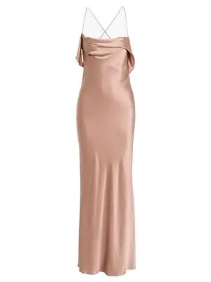Michelle Mason Draped Silk-satin Gown - Blush