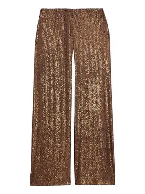 Norma Kamali Sequined Wide-leg Pants - Bronze