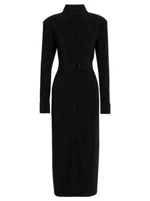 Norma Kamali Belted Stretch-jersey Maxi Shirt Dress - Black