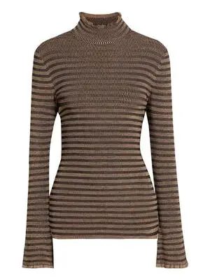 Proenza Schouler Phyllis Ruffled Striped Jacquard-knit Sweater - Brown
