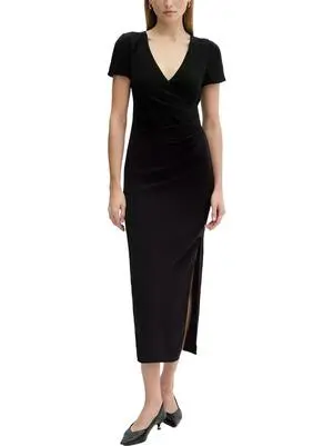 Armani Exchange V-neck Midi Dress - Black