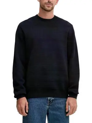 Armani Exchange Ribbed Crew Neck Sweater - Blue