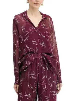 Armani Exchange Floral Print Long Sleeve Blouse - Purple